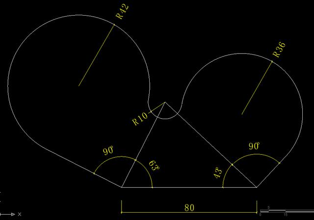 The CAD rotation command is combined with the tangent point, tangent ...
