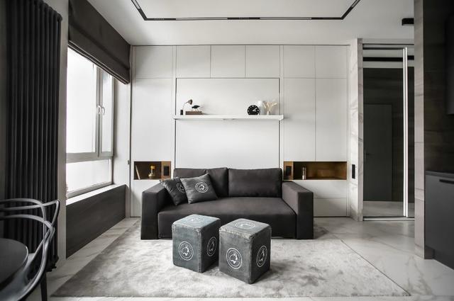 27 square meters micro apartment, kitchen, guest dining room and ...