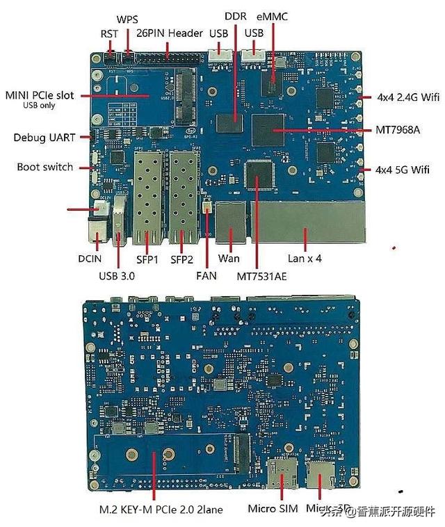 Banana Pie BPI-R3 Open Source Router Development Board MediaTek MT7986 ...