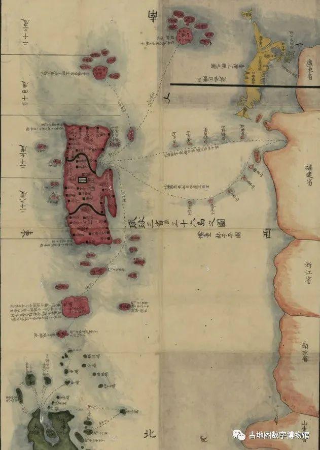 "Rare Map" Japanese painting "Map of the Three Ryukyu Provinces and the ...