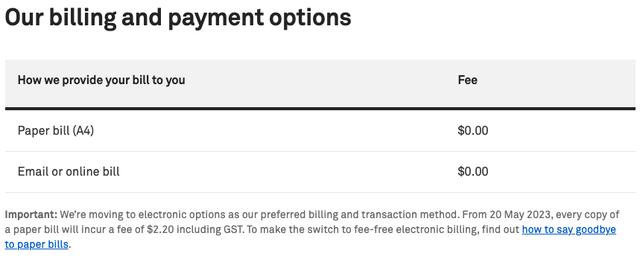 Telstra announced: In addition to the paper bill fee, this will also be ...