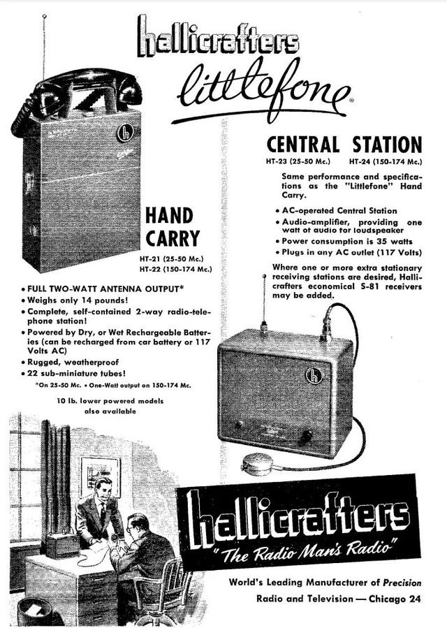 "Radio History" 1952 Hallicrafters portable radio VHF-FM advertising ...