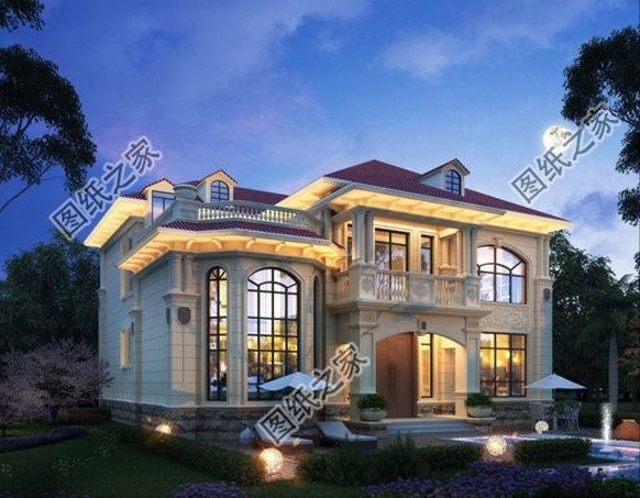 The rendering of the second-floor European-style self-built house, the ...