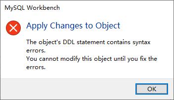 The object’s DDL statement contains syntax errors - 頭條匯