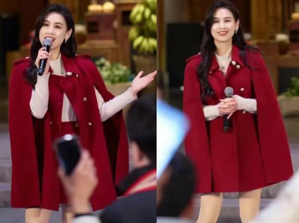 Huang Shengyi wears a red cloak to send blessings!Kissing and feeding ...