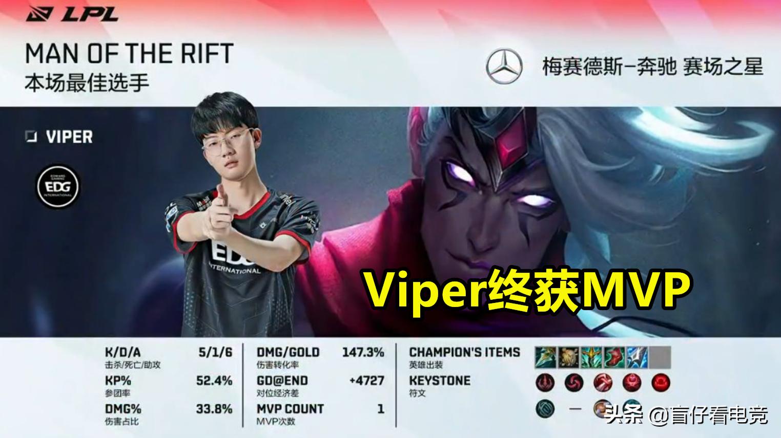 EDG七連勝！Viper終獲MVP，jiejie吐槽：感覺評MVP的導播異於常人 - 頭條匯