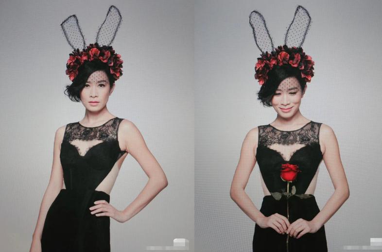 Charmaine Sheh's see-through skirt is so sexy!Wearing a lace headdress ...