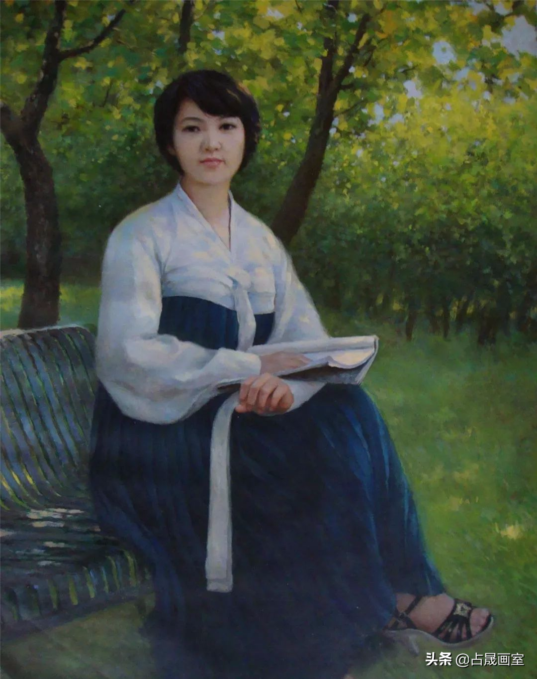 North Korean oil painting art, the women in it are gentle and demure ...